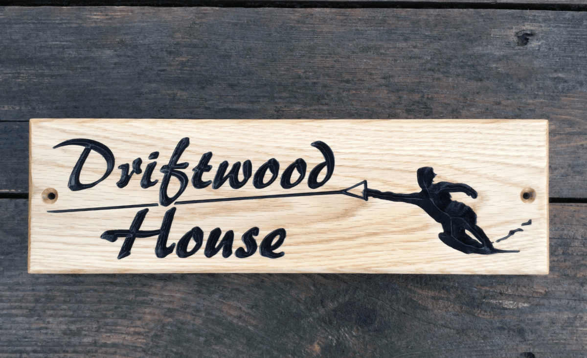 Solid Oak Long Thin House Sign 380x110mm - Personalised
