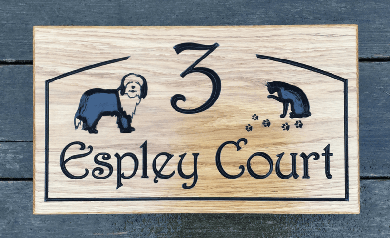Large Oak House Sign 380x220mm - Customisable Plaque