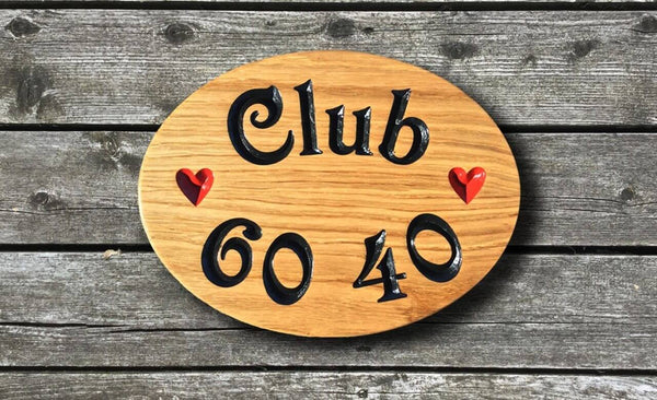 Custom Oval Wooden House Sign 430x330mm