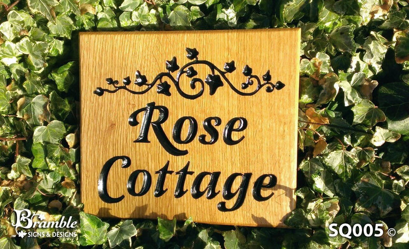 Solid Oak Square House Sign 220x190mm | Personalized Plaque