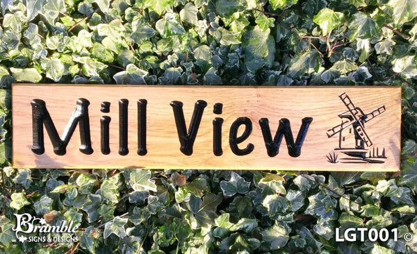 Solid Oak Longer Thin House Sign 500x110mm