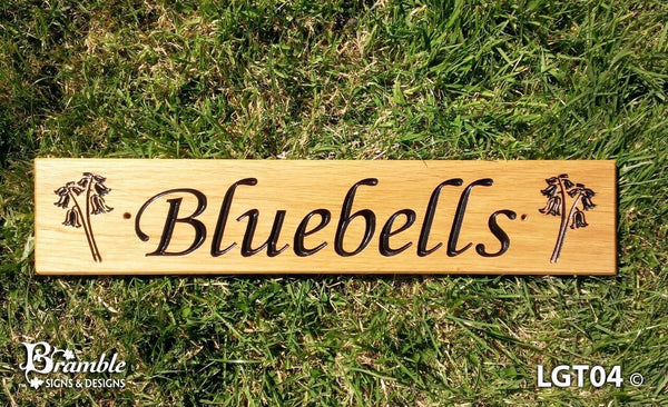 Solid Oak Longer Thin House Sign 500x110mm