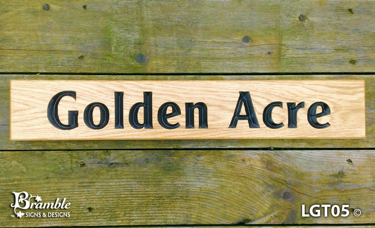Solid Oak Longer Thin House Sign 500x110mm