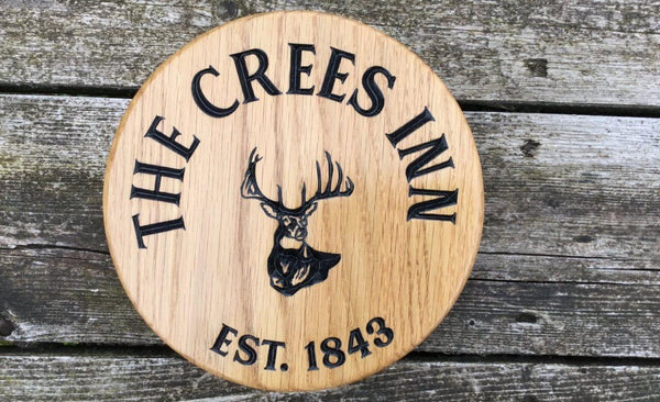 Custom Oak Round House Sign 200mm