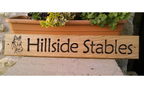 Solid Oak Personalized Stable Sign 650x110mm