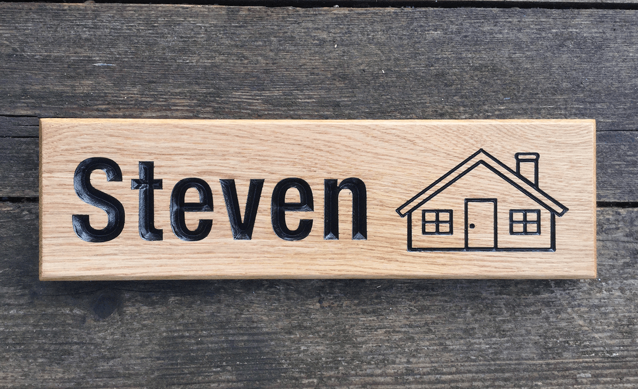 Solid Oak Long Thin House Sign 380x110mm - Personalised
