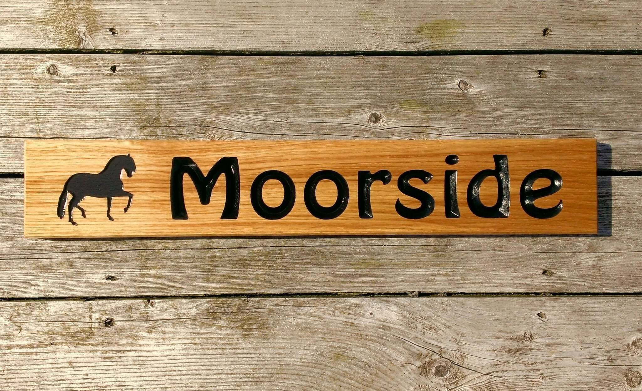 Solid Oak Personalized Stable Sign 650x110mm